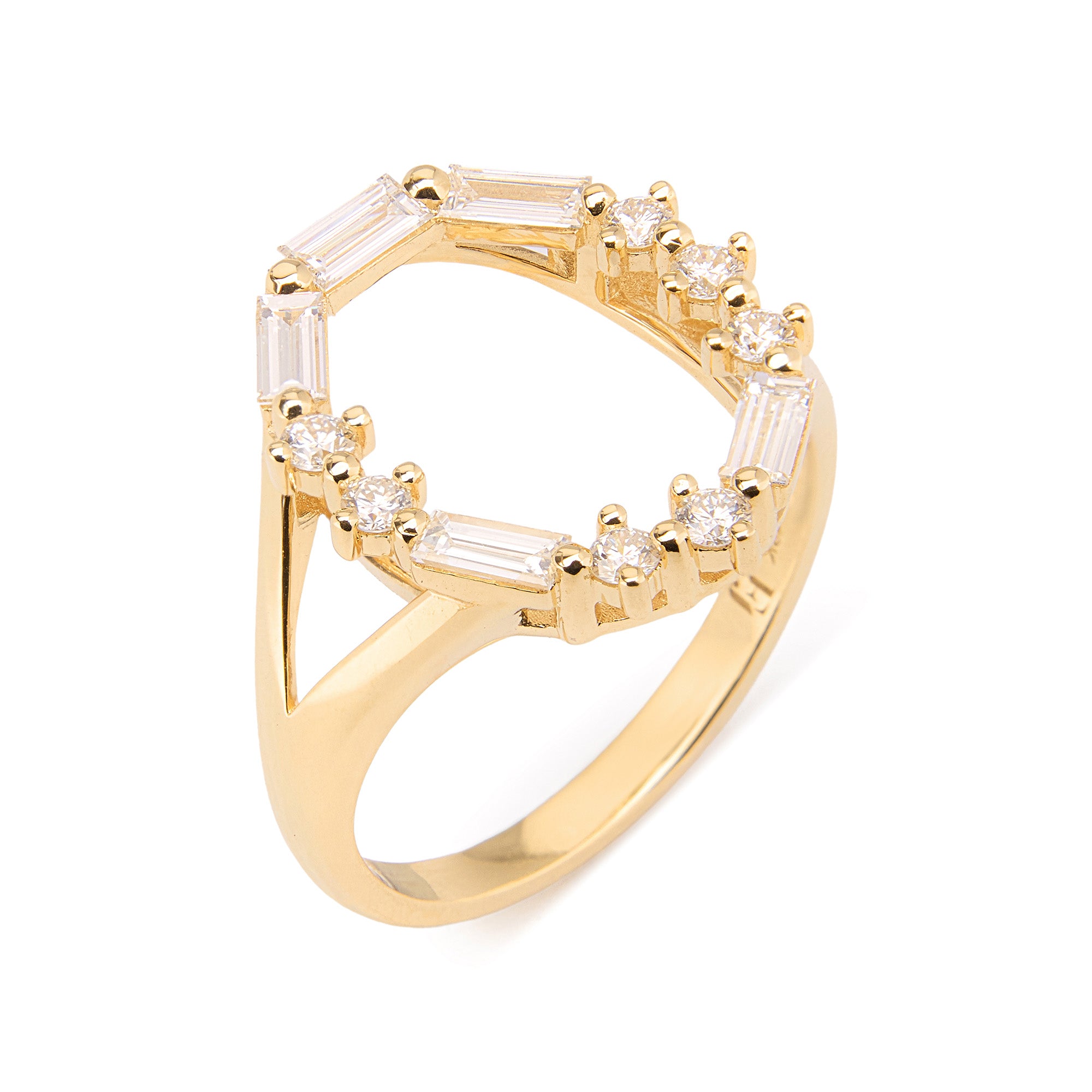 Morse Code LOVE Oval Diamond Ring - Yellow Gold